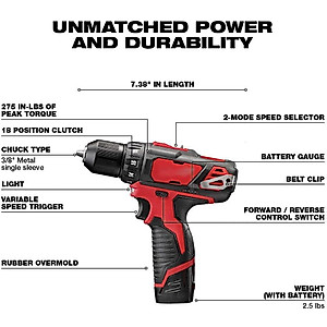 Power Tool Combo Kits,For Milwaukee Tools Combo Kit Milwaukee 2498-25 M12 12v Cordless Lithium-Ion Compact 5 Tool Combo Kit,Drill Driver,Impact Driver,Ratchet,Hackzall, Led Work Light