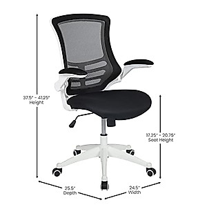 Flash Furniture Kelista Office Chair, Ergonomic, Mid-Back, White Frame, Black Mesh with Swivel
