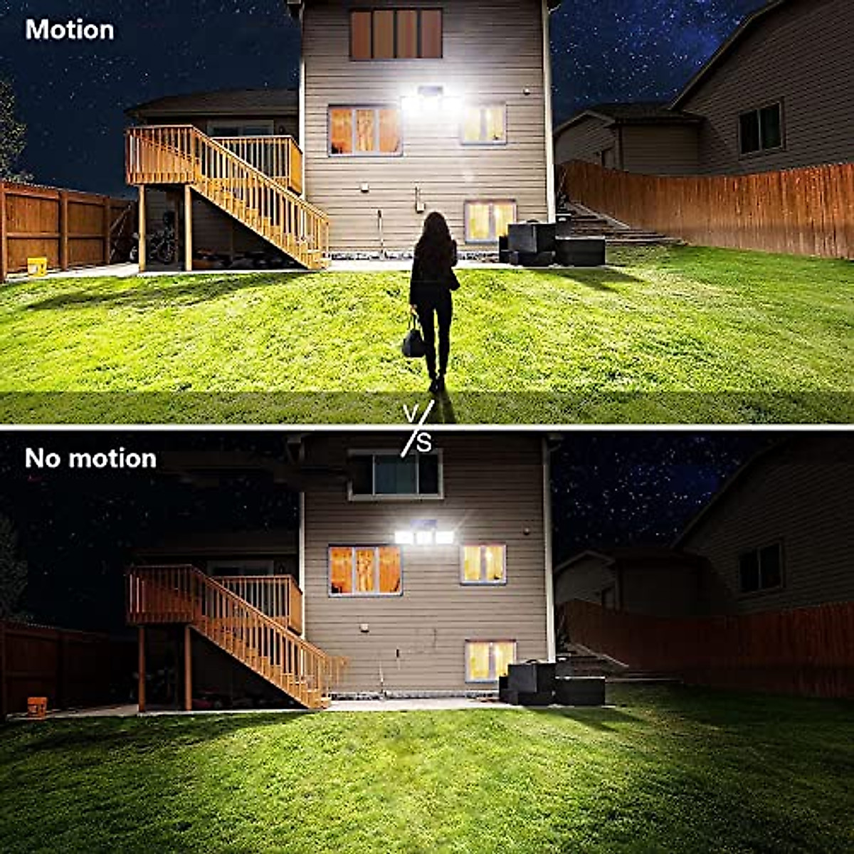 DONLINE Solar Lights Outdoor Waterproof, 3000LM Solar Motion Lights IP65 Waterproof Solar Spotlights Outdoor, 3 Adjustable Heads Security LED Flood Light for Garage Yard Patio, 2 Pack