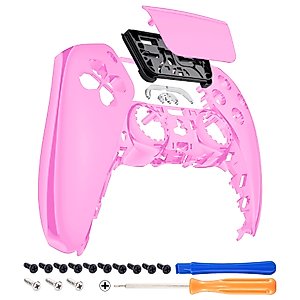 eXtremeRate Chrome Pink Glossy Touchpad Front Top Shell Compatible with ps5 Controller BDM-010 020 030 040 050, DIY Replacement Shell Custom Touch Pad Cover Compatible with ps5 Controller