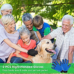 Pet Hair Products - Pet Grooming Gloves & Pet Grooming Brush with Massage Pet Hair Remover for Dogs Cats Long & Short Fur Blue, Perfect Massage Petting Tool for Cats, Dogs & Horses (Blue, 1 Pair)