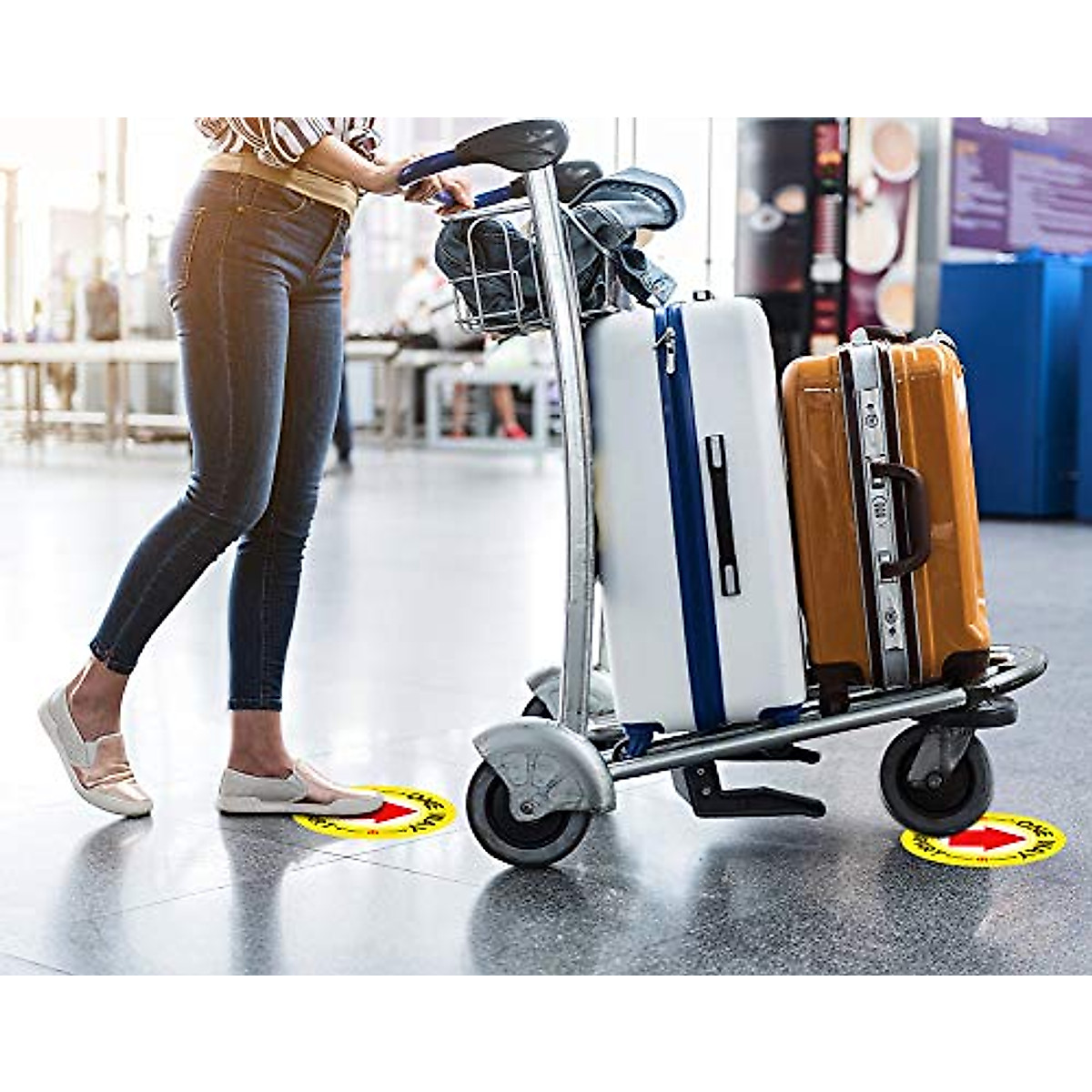 FaCraft Directional Allow Stickers,10pcs,8.25" One Way Floor Decal signs for Bussiness,Store,School,Pharmacy and Public Places.