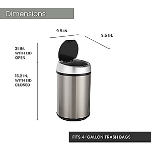 Hanover 12-Liter / 3.1-Gallon Stainless Steel 12 Liter-3.1 Gallon Home and Kitchen | Fingerprint Smudge Resistant | Soft Close | Sensor Lid, 12L Trash Can 3