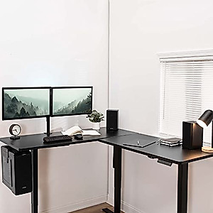 VIVO Electric Multi-Motor Height Adjustable Corner 3 Leg Standing Desk Frame, Frame Only, Sit Stand Ergonomic L Frame with Push Button Controller, Black, DESK-V123EB