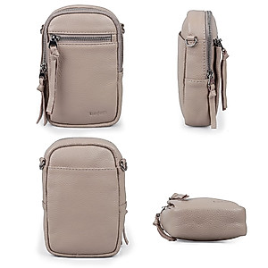 befen Small Genuine Leather Crossbody Cell Phone Bag Wallet Purse with Phone Pocket for Women (Nude)