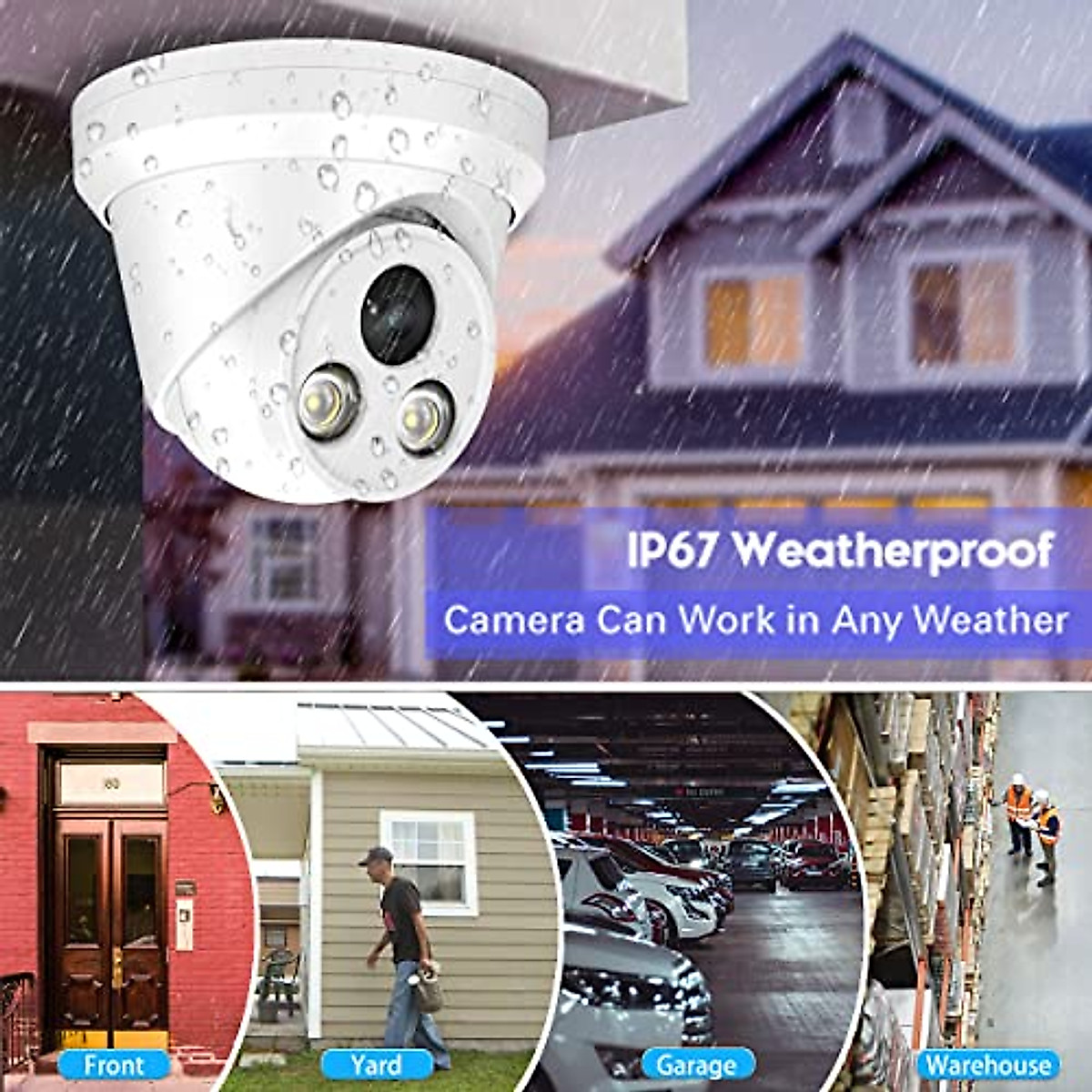 Compatible for Hikvision 5MP Outdoor PoE Turret Camera,Security Surveillance with Human/Vehicle Detection,2.8mm Lens,98ft Night Vision,Built-in Mic,IP67(PG2355I) (White-PG-2387C)
