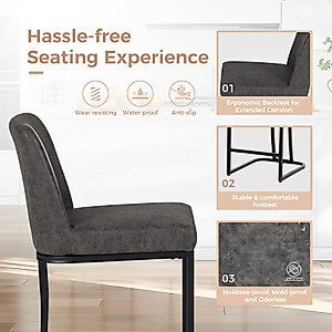 MAISON ARTS Counter Height 24 Inch Bar Stools with Back Set of 4 for Kitchen Counter Modern Upholstered Faux Leather Barstools Farmhouse Bar Chairs Island Stools Support 330LBS, Easy to Assemble, Grey