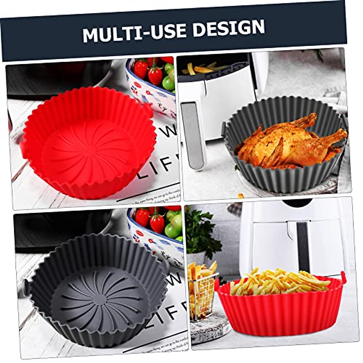 KICHOUSE 2pcs Fryer Pad Nonstick Bakeware Toaster Air Fryer Resin Tray Oven Pot Oven Baking Pan Reusable Air Fryers Pot Pot for Air Fryer Air Fryer Baking Pot Air Fryer Baking Pads Steamer