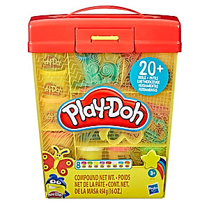 Play-Doh Large Tools and Storage Playset, Arts and Crafts for Kids with 20 Tools and 8 Colors, Preschool Toys for 3 Year Old Girls and Boys and Up