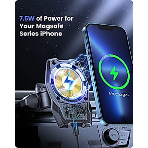 OQTIQ Hexagon Magnetic Wireless Charging Car Mount CD Phone Holder Compatible with Magsafe iPhone 14 13/Pro/Pro Max/Mini(QC 3.0 Car Charger & 3.3ft Type-C Cable Included)