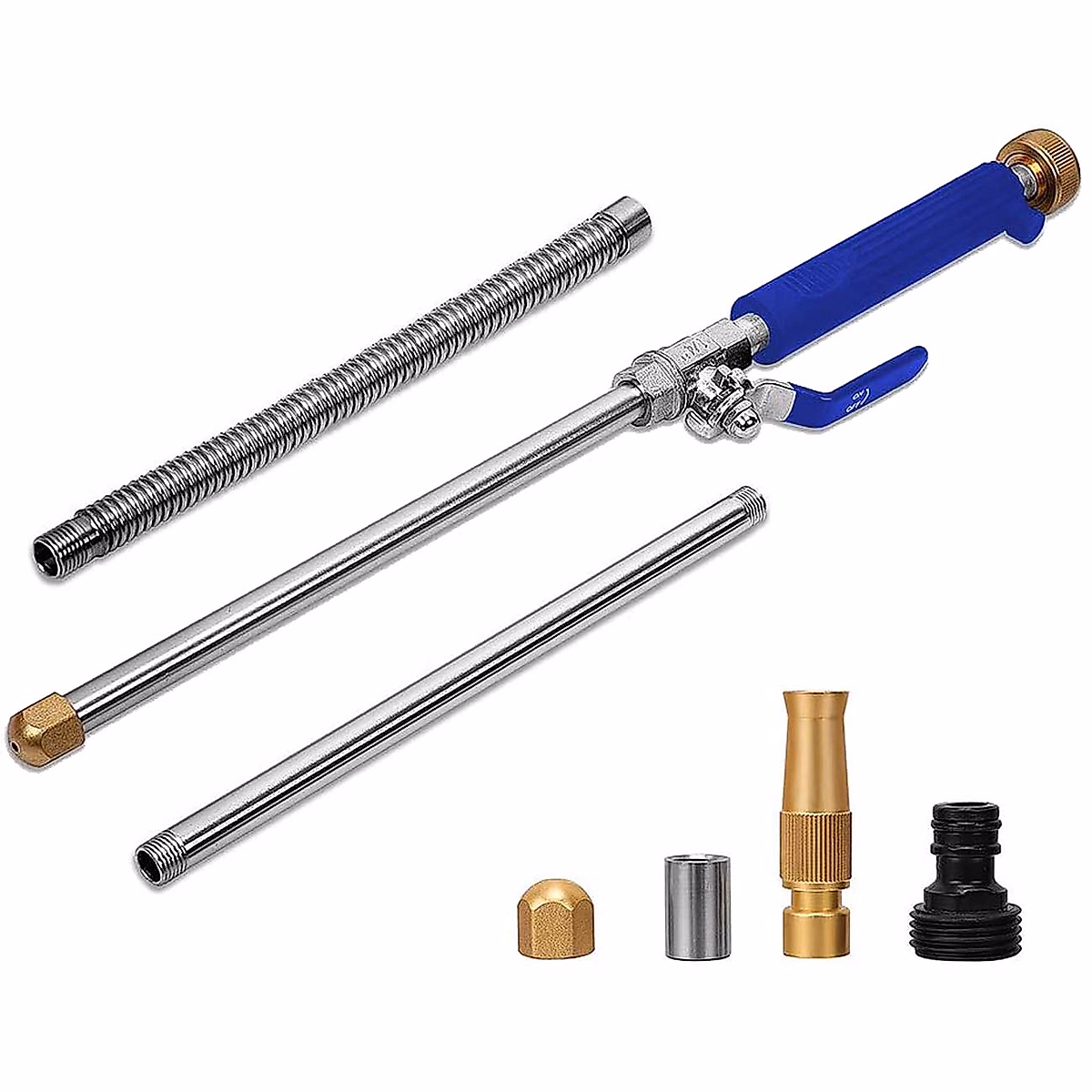 High Pressure Power Washer Wand, Watering Sprayer Cleaning Tool, Hydro Jet Water Hose Nozzle, Wand Lance for Gutter Patio Car Pet Window blue