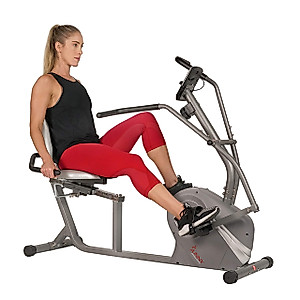 Sunny Health & Fitness Cross Trainer Magnetic Recumbent Bike with Arm Exercisers - SF-RB4936, Silver
