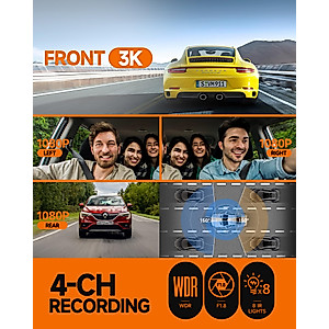 Neideso 360° Dash Cam Car Camera with Hardwire Kit with 24 Hour Radar Detection Parking Monitoring