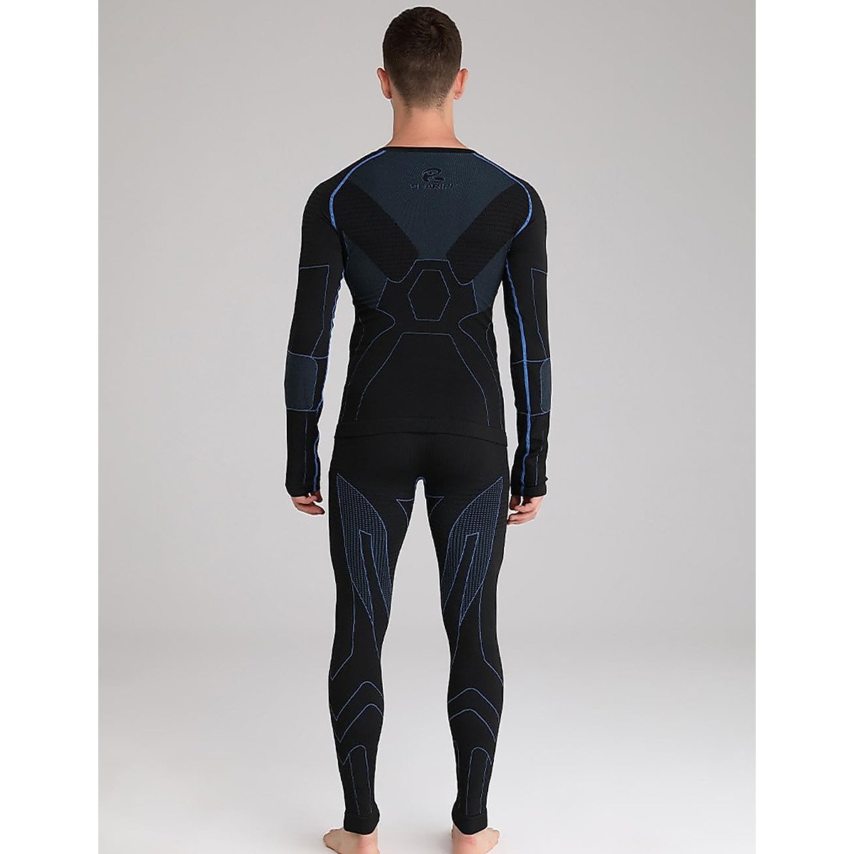 SEARIPE Mens Thermal Underwear, Ski Base Layer - Long Sleeve Compression Tops & Long Johns Bottom Sets Quick Drying (SE111,M-BK,S)