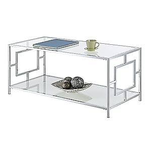 Town Square Chrome Coffee Table with Shelf, Glass/Chrome