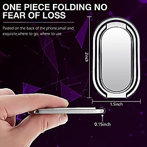 4 Pieces Phone Ring Holder Finger Kickstand 360° Rotation 180° Flip Foldable Retractable Magnetic Cellphone Back Grip for Car Phone Compatible with Most Smartphones Tablets (Silver, Iron Black)