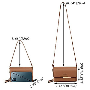 UTO Small Crossbody Shoulder Bag for Women Cellphone Bags Card Holder Wallet with Wristlet Purse and Handbags Brown