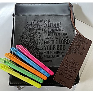 DecorBona Bible Case for Men - Bible Case and Accessories Religious Gift Set for Men, Bible Cover, Highlighter and Bookmark, Christian Gifts for Men