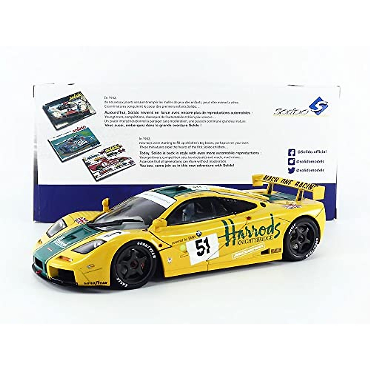 solido S1804105 1:18 F1 GT-R Short Tail 24h Le Mans 1995-Harrods McLaren Collectible Miniature car, Multi