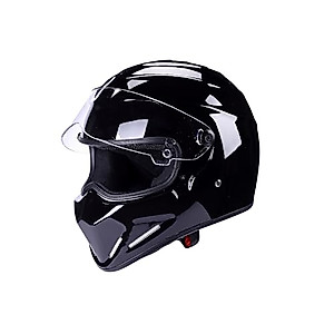 CRG Full-Face Motorcycle Helmet Street Bike Fiberglass Motocross Helmet DOT Certified ATV-4 - Parent Glossy Black Size Small