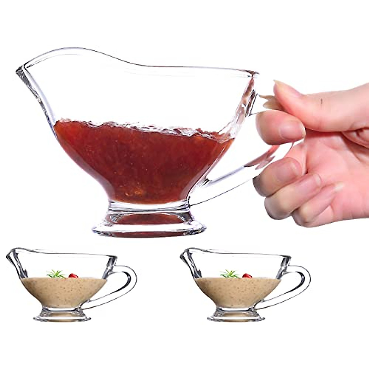 Crystal Gravy Boat - Pack of 2 - Gravy Server Sauce Boat - gravy saucer perfect party decorations dinner