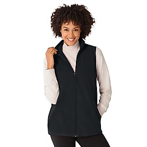 Woman Within Plus Size Zip-Front Microfleece Vest Long Fleece Vest - 3X, Black