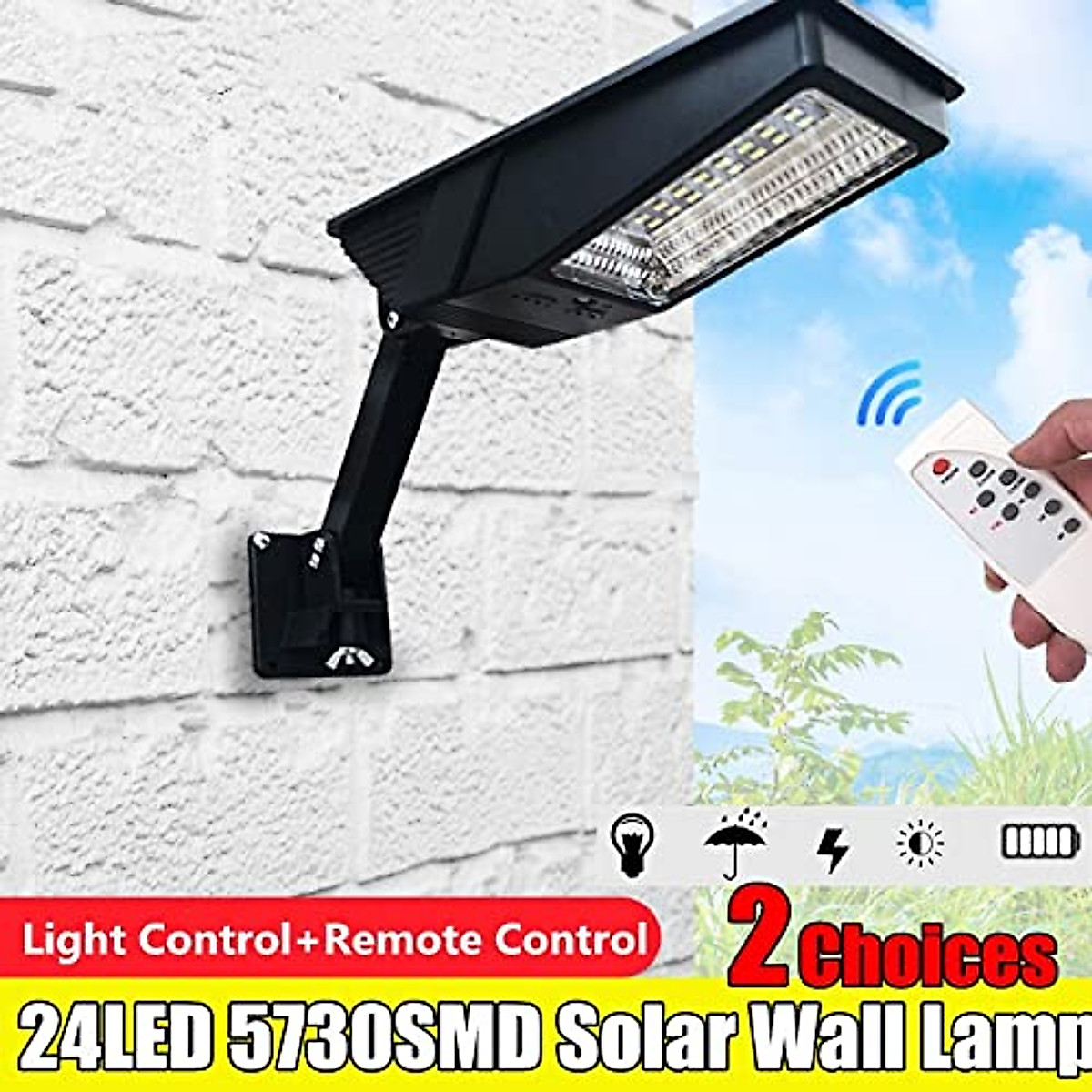 Fengyan Landscape lights 12W LED Solar Lamp PIR Motion Sensor Solar Garden Light Outdoor Lighting Energy Saving Street Yard Path Lamp IP65 Waterproof LED Street Lamp ( Emitting Color : With Remote )