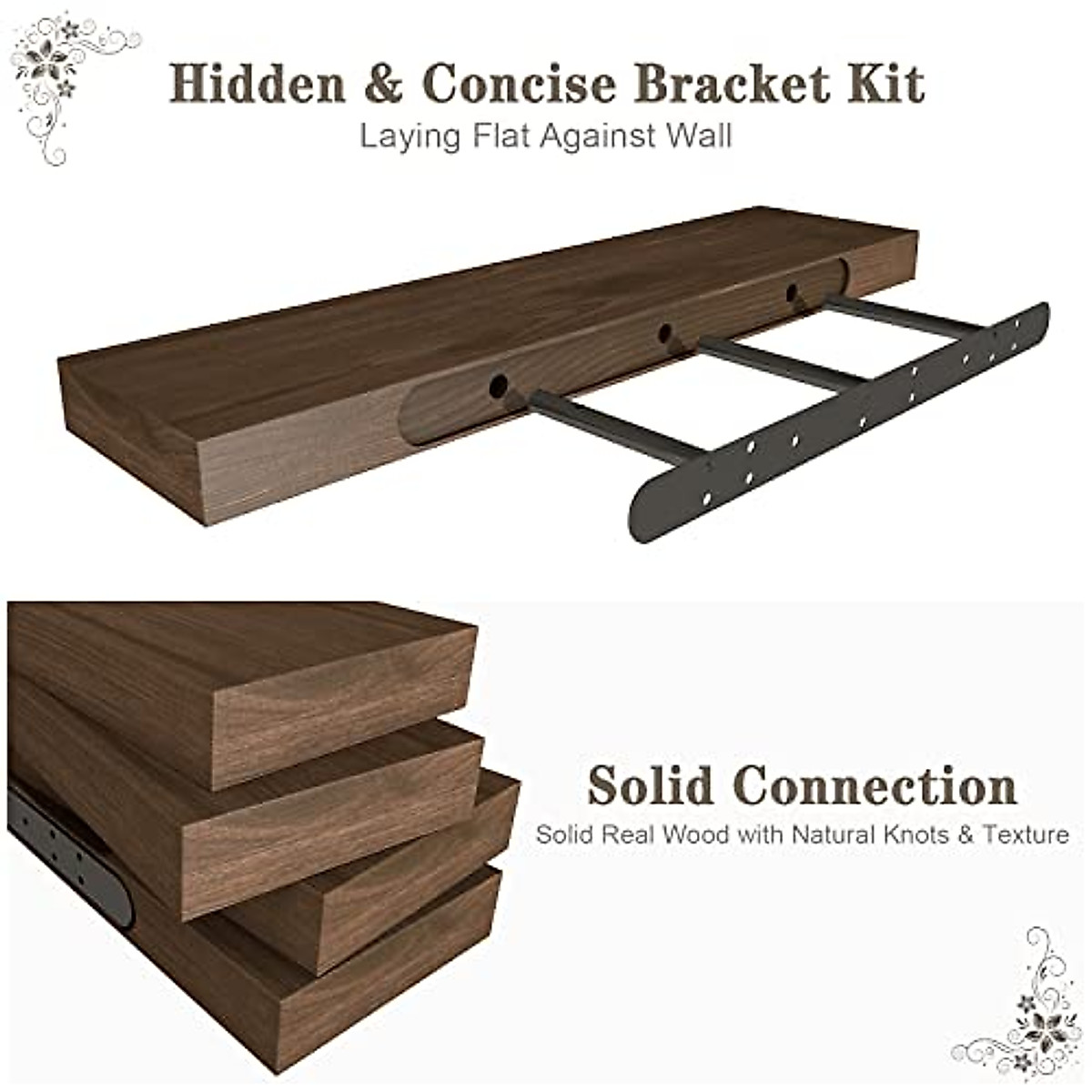 FALANZATH Floating Shelves Wood Set of 2 - Storage Shelf 30 Inch - Rustic Wall Mounted Storage Shelves for Bedroom, Living Room, Bathroom, Kitchen, Office, Farmhouse - Wall Shelf for Kids