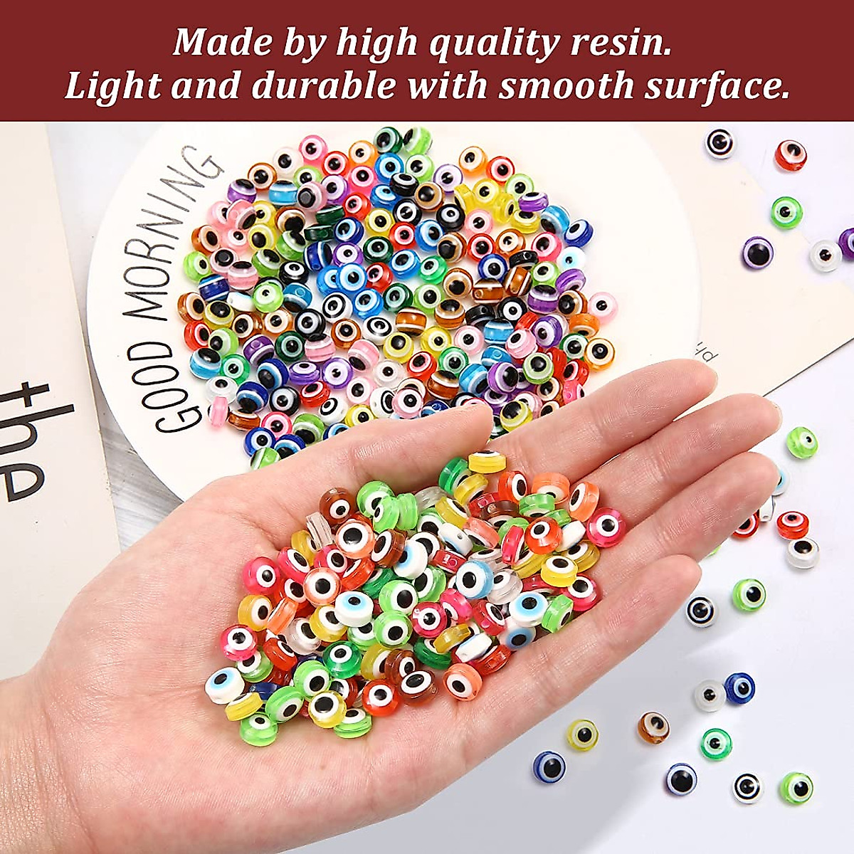 24 Style 800 pcs Evil Eye Beads, Evil Eye Beads for Jewelry Making, Evil Eye Charms with 1mm Hole