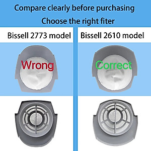 2 Pack 2610 2611 Filters Compatible with Bissell 3-in-1 Turbo Lightweight Stick Vac Series 2610, Compare to Part # 1620624