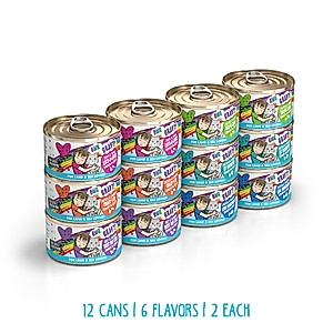 Weruva B.F.F. OMG - Best Feline Friend Oh My Gravy!, Variety Pack, Rainbow Road, Wet Cat Food by, 2.8oz Can (Pack of 12)