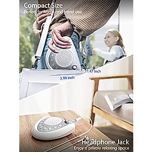 Sound Machine, White Noise Machine for Sleeping Adults Baby Kids, Portable Sound Therapy with 24 Soothing Sounds, Timer&Memory Function, Plug in or Battery Operated, 5 Volume Levels, USB Charge Port