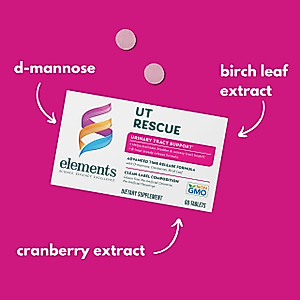 Elements UT Rescue, 60 Tablets (30 Day Supply), Urinary Tract Support Supplement, Bladder and Urinary Tract Health Support and Cleanse, Gluten Free