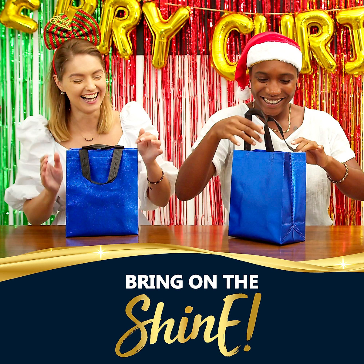 Nush Nush Mix Color Gift Bags Medium Size – 12 Reusable Gift Bags With Handles From Six Different Stunning Colors - Perfect As Goodie Bags, Birthday Gift Bags, Party Favor Bags– 8W x 4L x10H Size