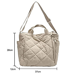 Quilted Tote Bag for Women Puffer Hobo Handbag Lightweight Quilted Padding Shoulder Bag Nylon Padded Crossbody Bag Zip Closure