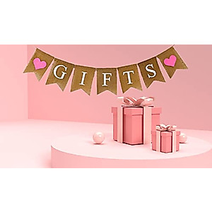 Shimmer Anna Shine Gifts Burlap Banner for Birthday Party Baby Shower Bridal Shower Baptism and Wedding Decorations with Pink Hearts