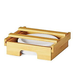 SpaceAid 8.5-inch Paper Plate Dispenser, Under Cabinet Bamboo Plates Holder, Kitchen Counter Vertical Plate Dipensers Holders Countertop Caddy (for 8.5 inches Plates, Bamboo)