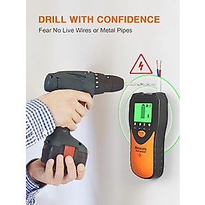 Mecurate Stud Finder Wall Scanner Sensor - 5 in 1 Electronic Stud with LCD Display & Audio Alarm for Wood AC Live Wire Metal Studs Detection Joist Pipe