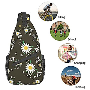 MANQINF Daisy Flower Sling Bag Crossbody Sling Backpack for Women Men Travel Hiking Daypack Chest Shoulder Bag