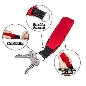 Floating Neoprene Keychain, Rectangle Buoyant Key Ring, Water Sports Keychain for Marine Boat, Fishing, Sailing, Surfing, Kayaking, Swimming, Diving, Water Sports Red