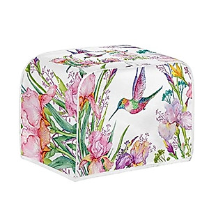 Yiekeluo Pink Floral Hummingbird Toaster Cover 2 Slice Bread Toaster Oven Dustproof Cover for Kitchen/Keep Toaster Free From Dust and Fingerprint