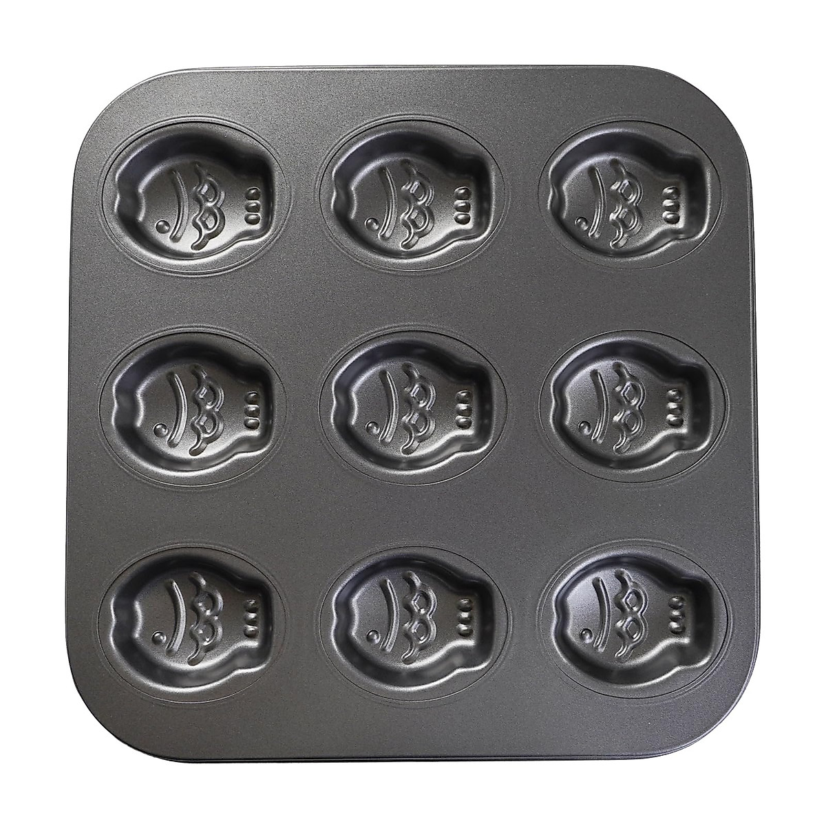 Elesinsoz 9 Cup Nonstick Fish Shape Muffin Cupcake Pan Mini Taiyaki Cake Fondant Topper Decoration Cornbread Cat Dog Puppy Treat Ice Cube Chocolate Madeleine Cookie Biscuit Baking Tin Tray Mold Maker