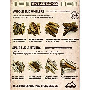 peaksNpaws Premium All-Natural Grade A Elk Antlers for Dogs No Additives, No Preservatives Treat - Made in USA (Small/Medium)