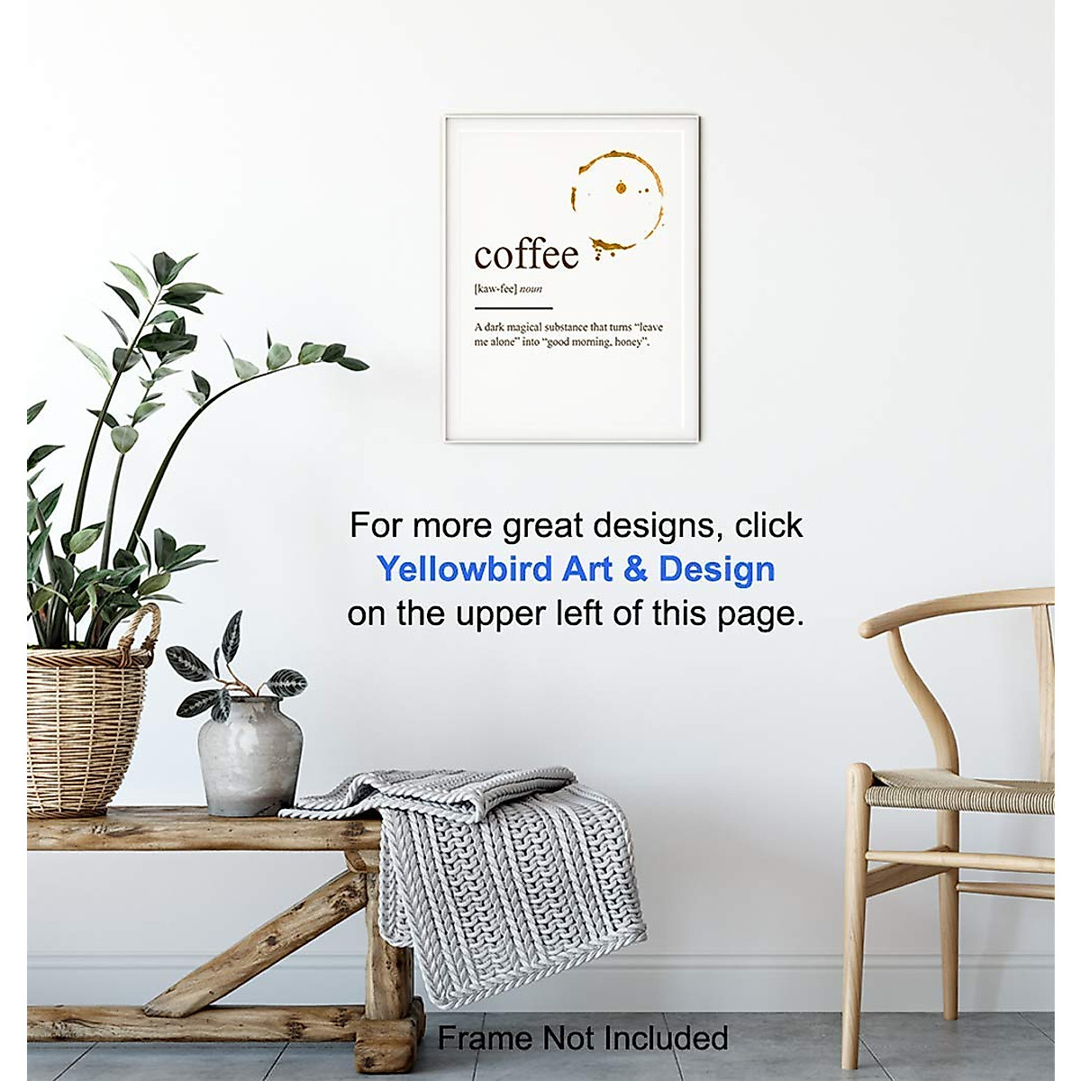 Coffee Definition Wall Art Poster Print - Funny Home or Office Decor and Unique Decorations for Kitchen, Nook or Break Room - Makes a Great Gift - 8x10 Photo Unframed
