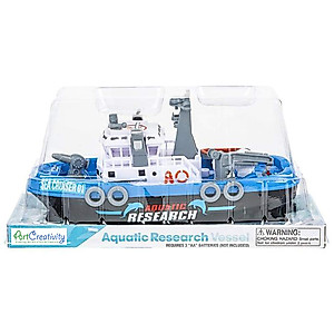ArtCreativity Aquatic Research Vessel, BatteryOperated Toy Ship for Kids, Floats in Water, Floating Bathtub and Pool Toy for Boys and Girls, Best Birthday Gift for Children