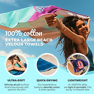 Nova Blue Dolphin Beach Towel – Tropical Blue & Purple Colors with A Unique Design, Extra Large, XL, Pool Towels (34”x 63”) Made from 100% Cotton