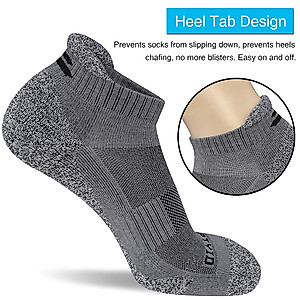 APTYID Men's Performance Cushion Ankle Athletic Running Socks, Dark Gray, Size 9-12, 6 Pairs