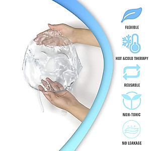 Face Mask Gel Pack Reusable Hot cold Therapy for Swollen Face, Pores and Puffiness Eyes, Full Face Freezer Ice Mask Pain Relief for Migraines, Injuries, Inflammation, Sinus headaches, Stress Relief