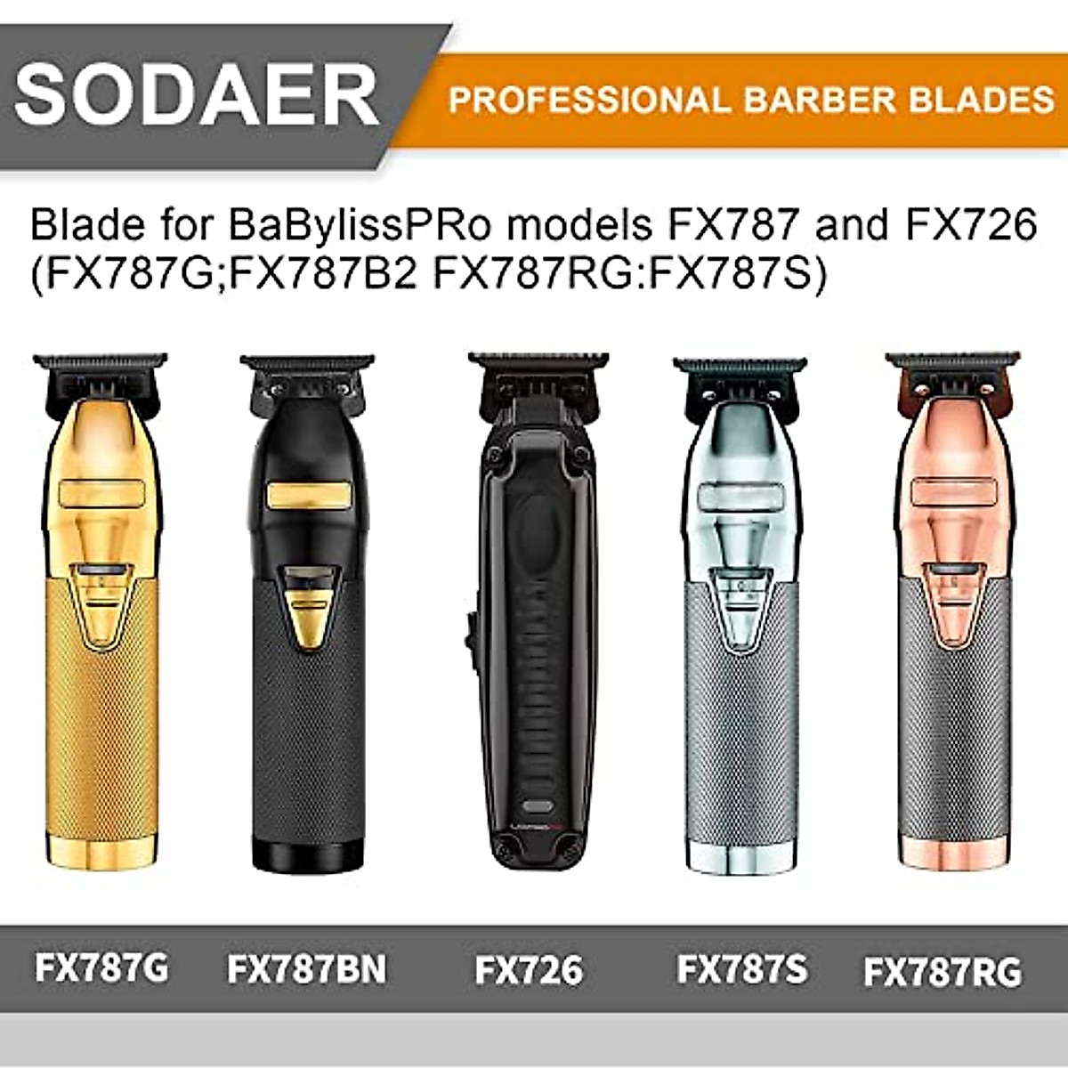 Replacement DOLD 2.0 Blades compatible with BaBylissPRO FX787 / FX726/FX787G/FX787B2, for Outlining Hair Trimmers (FX787) and Trimmers (FX726) -golden steel knife