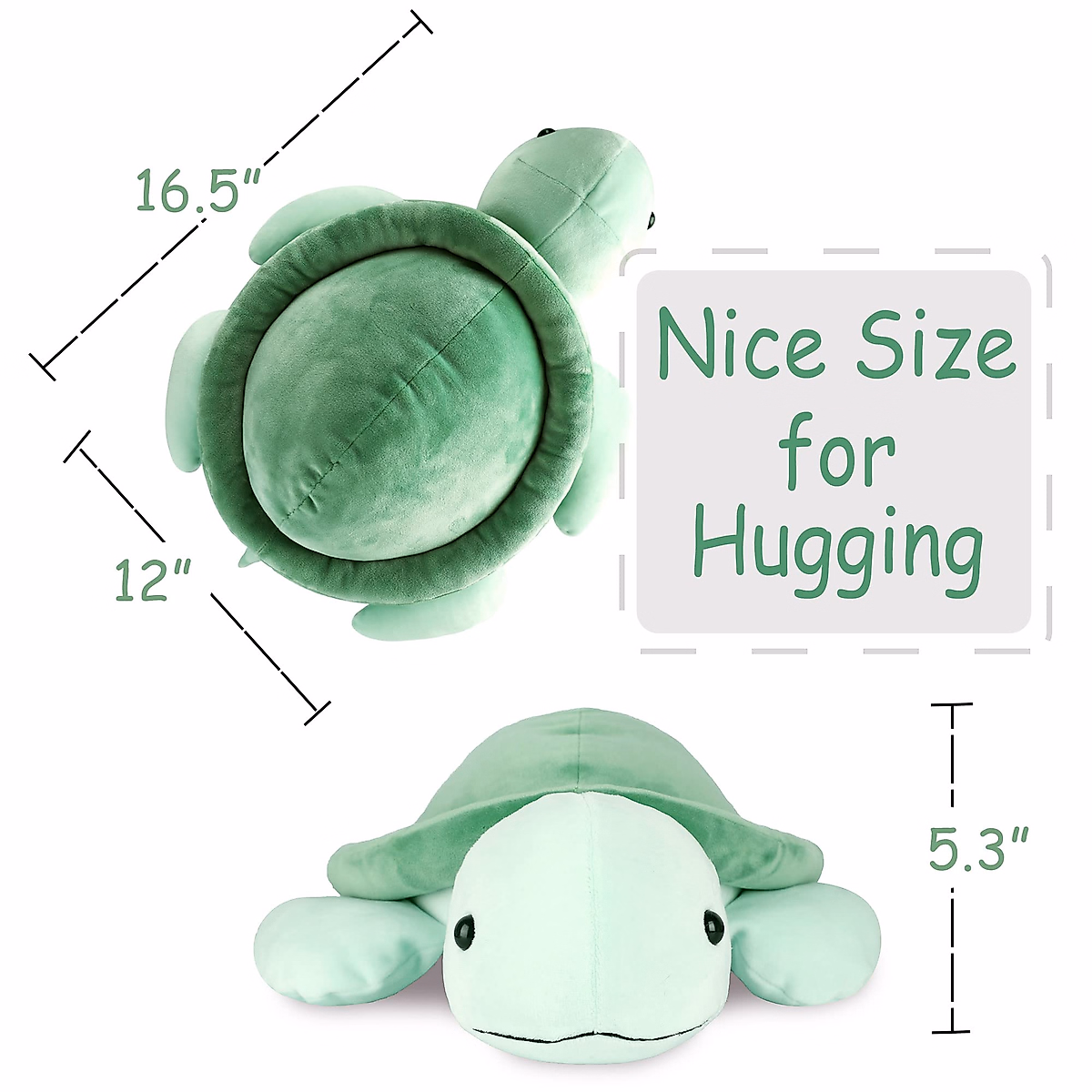 WEIGEDU Tortoise Sea Turtle Stuffed Animal Plush Toy, Tortoise Turtle Cushion Pillow for Girls Boys Kids Bedtime Birthday Christmas Toddler Gift, 16.5 inches